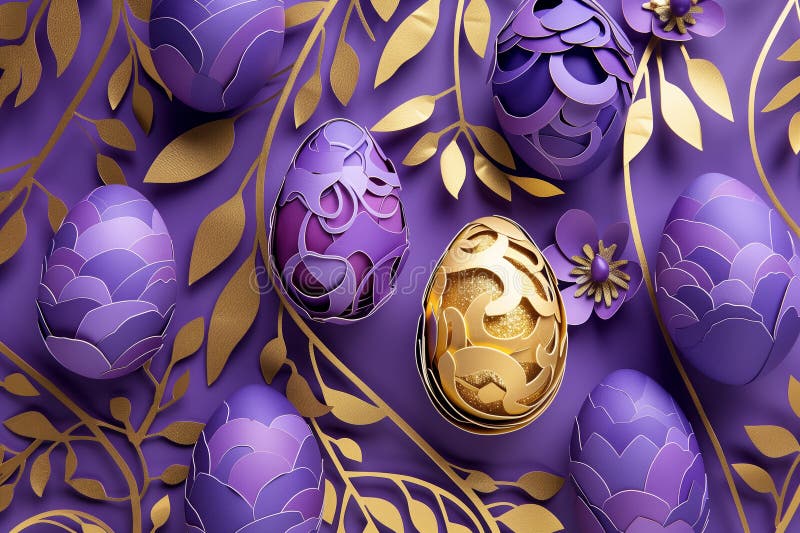 Paper Cut Easter Background. Hand Made Easter Composition with Easter Eggs and Flowers from ...