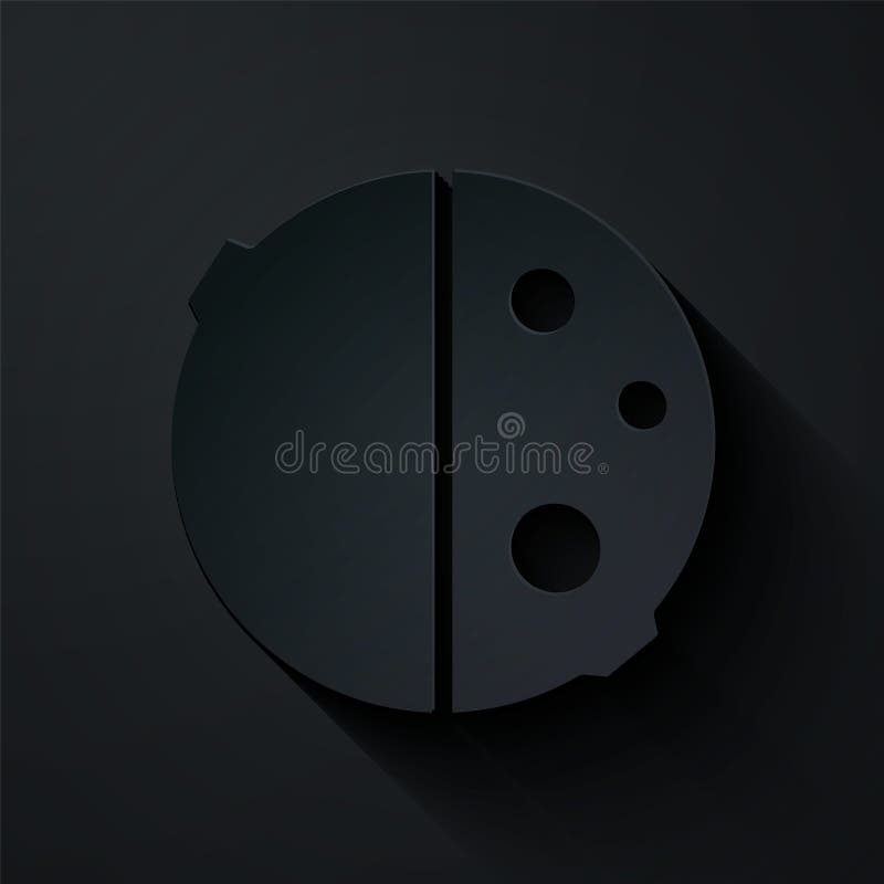 Paper Cut Eclipse of the Sun Icon Isolated on Black Background. Total ...