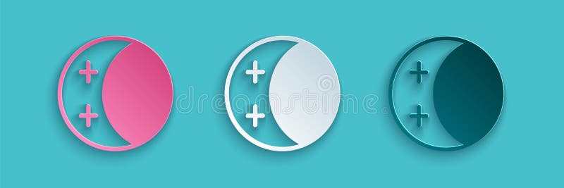 Paper Cut Eclipse of the Sun Icon Isolated on Blue Background. Total ...