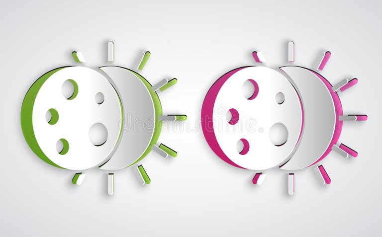 Paper Cut Eclipse of the Sun Icon Isolated on Grey Background. Total ...