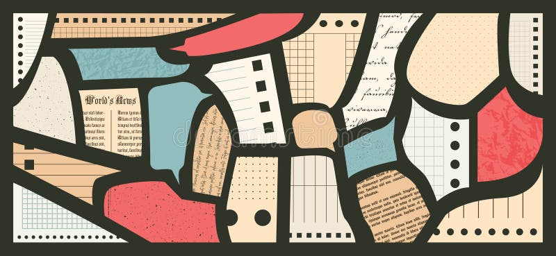 Paper Cut Elements Set for Collage. Pieces of Retro Newspaper with ...