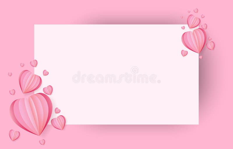 Paper Cut Elements in Shape of Heart on Rectangular Frame and Pink ...