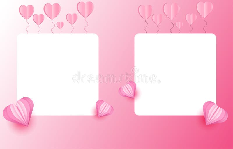 Paper Cut Elements in Shape of Heart on Rectangular Frame Has Free ...