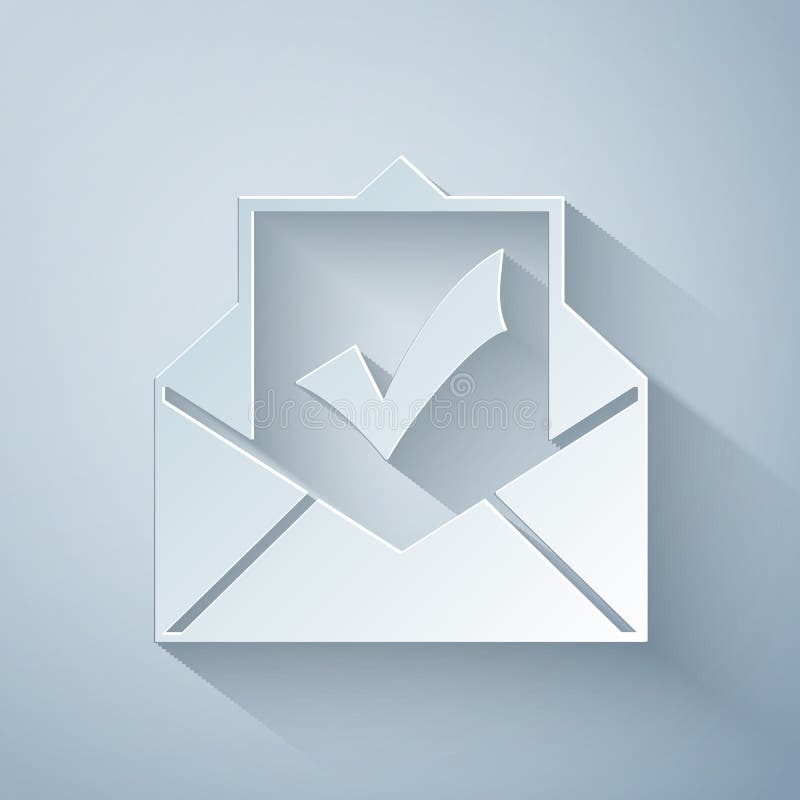 Envelope with Document and Check Mark Icon on Black, White and ...