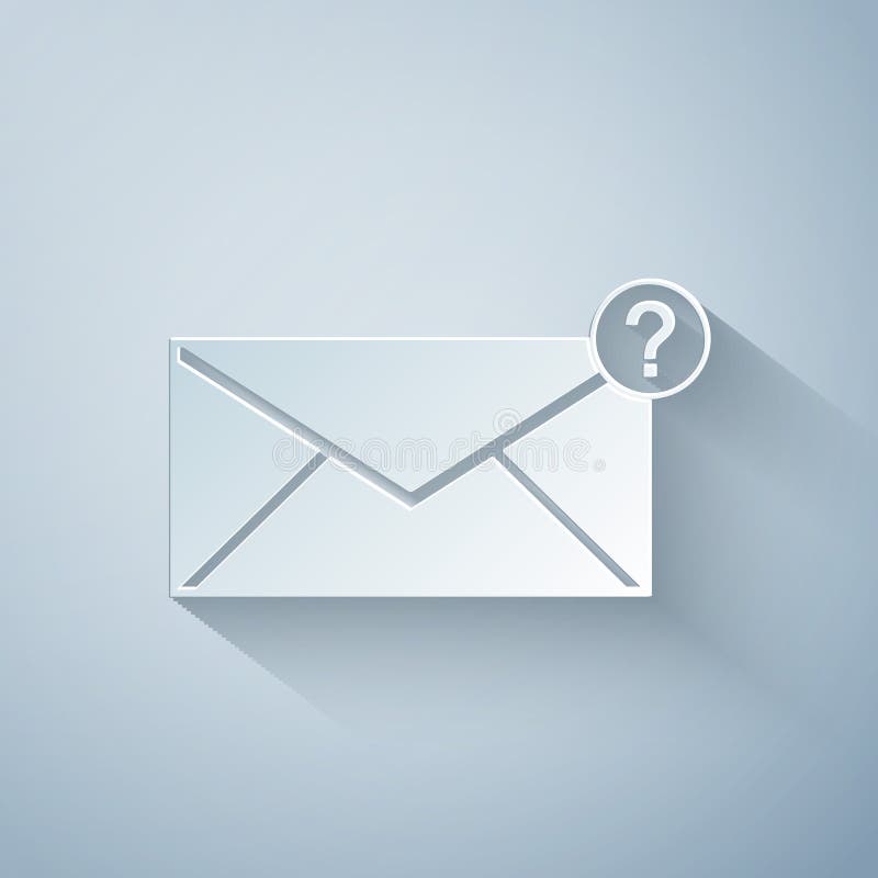 Paper Cut Envelope with Question Mark Icon Isolated on Grey Background ...