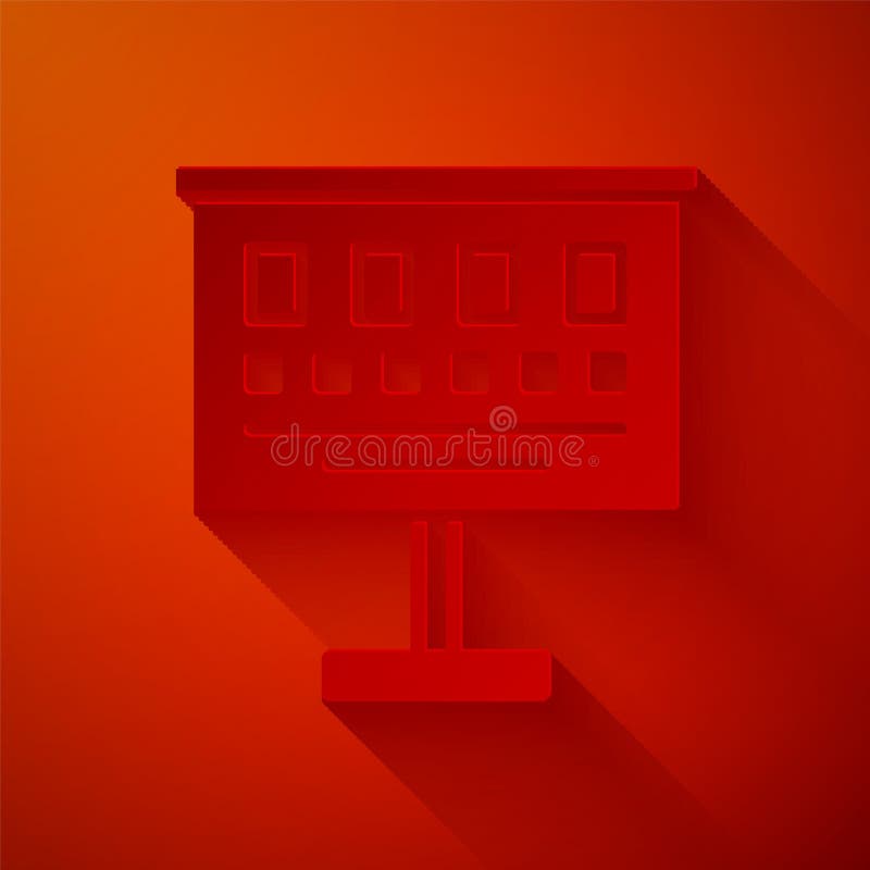 Paper Cut Eye Test Chart Icon Isolated on Red Background. Poster for ...