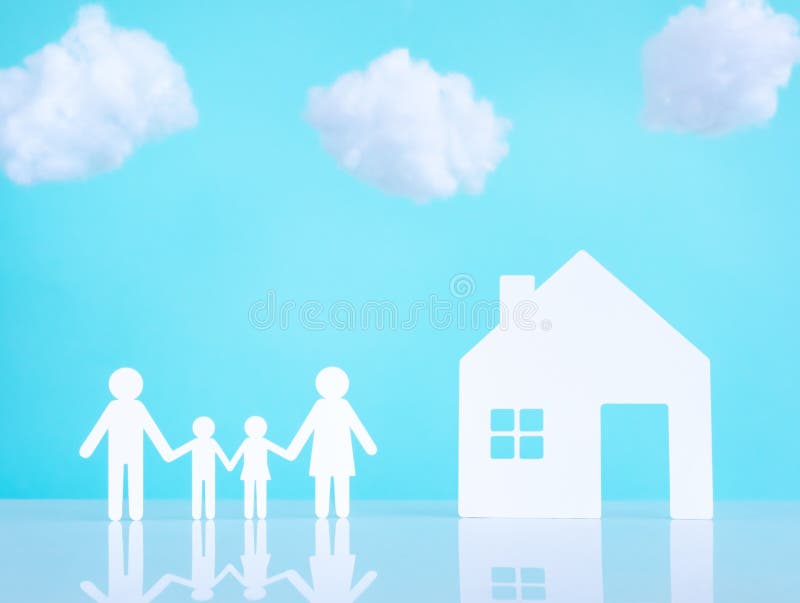 Paper cut of family stock photo. Image of cutout, clouds - 144993986