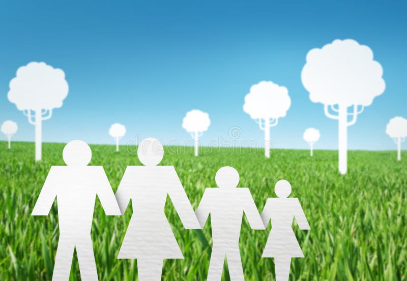 Paper Cut of Family on Grass Stock Photo - Image of leaf, property ...