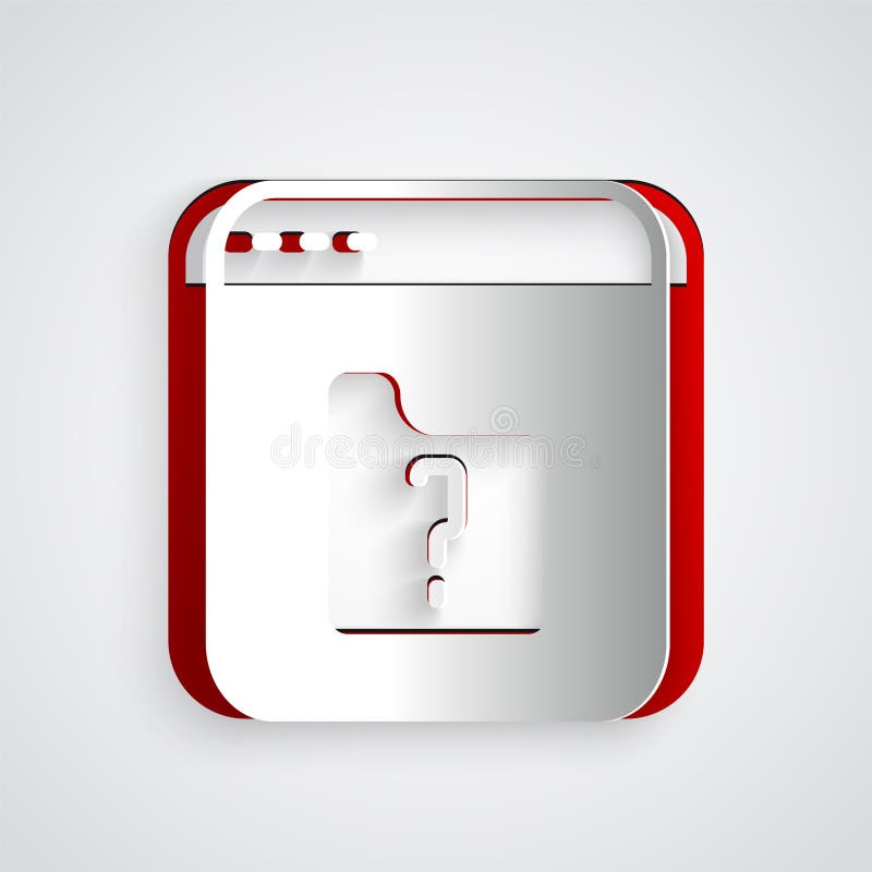 Paper Cut File Missing Icon Isolated on Grey Background. Paper Art ...