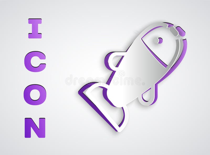 Paper Cut Fish Icon Isolated on Grey Background. Paper Art Style Stock ...