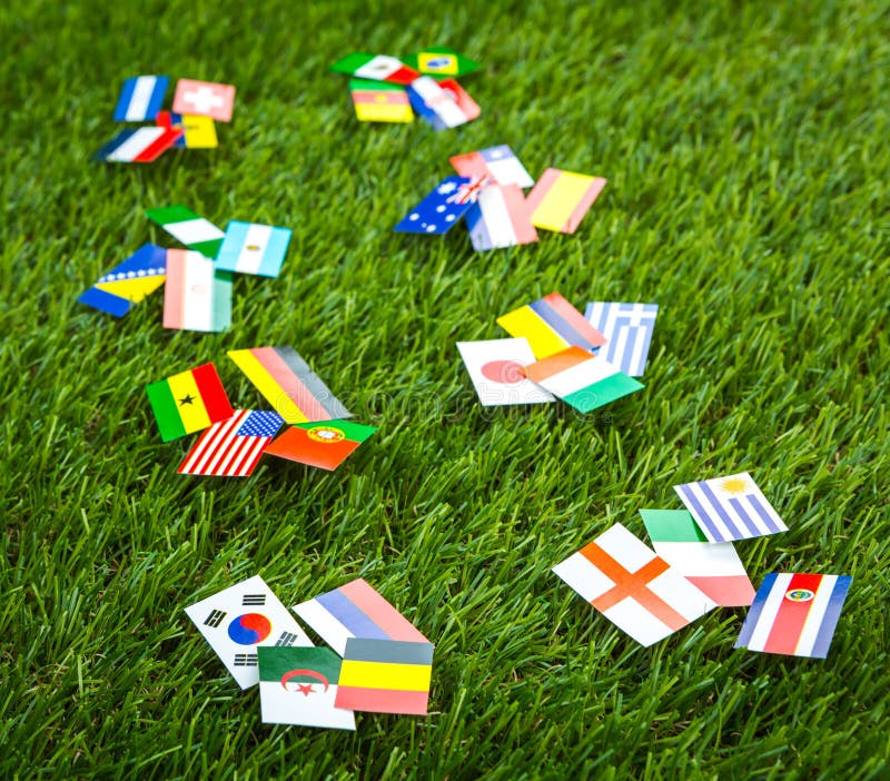 Paper Cut of Flags on Grass for Soccer Championship 2014 Stock Image ...