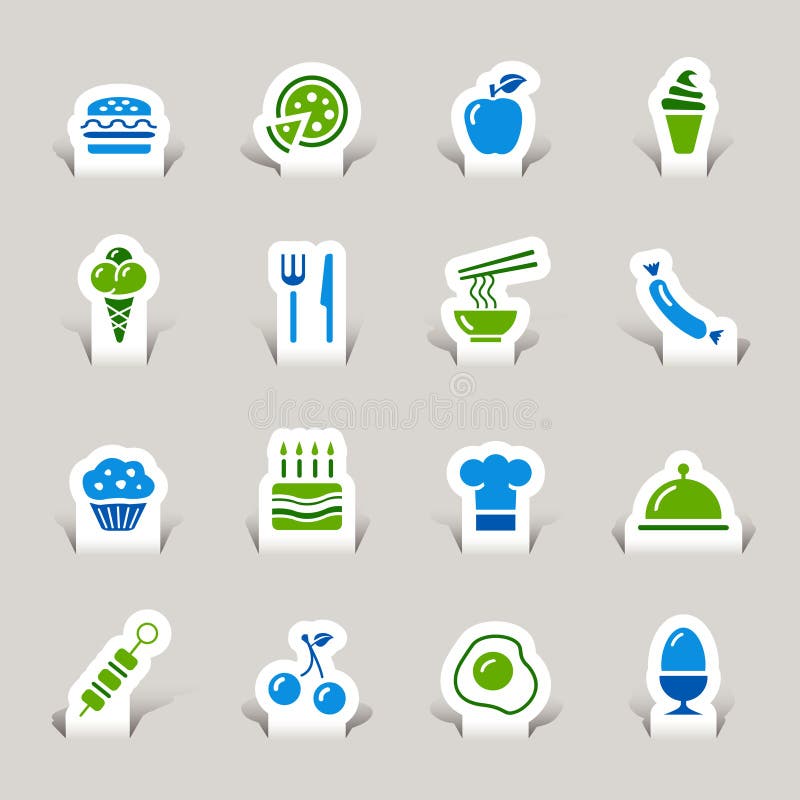 Paper Cut - Food Icons stock vector. Illustration of icons - 22134717