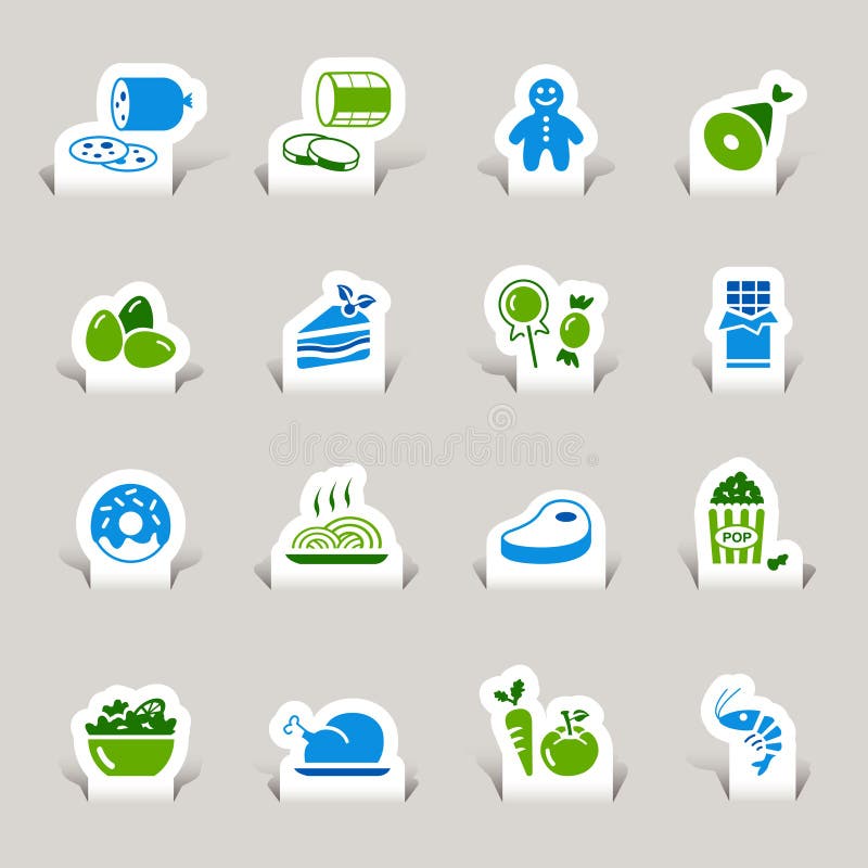 Paper Cut - Food Icons stock vector. Illustration of breakfast - 22134725