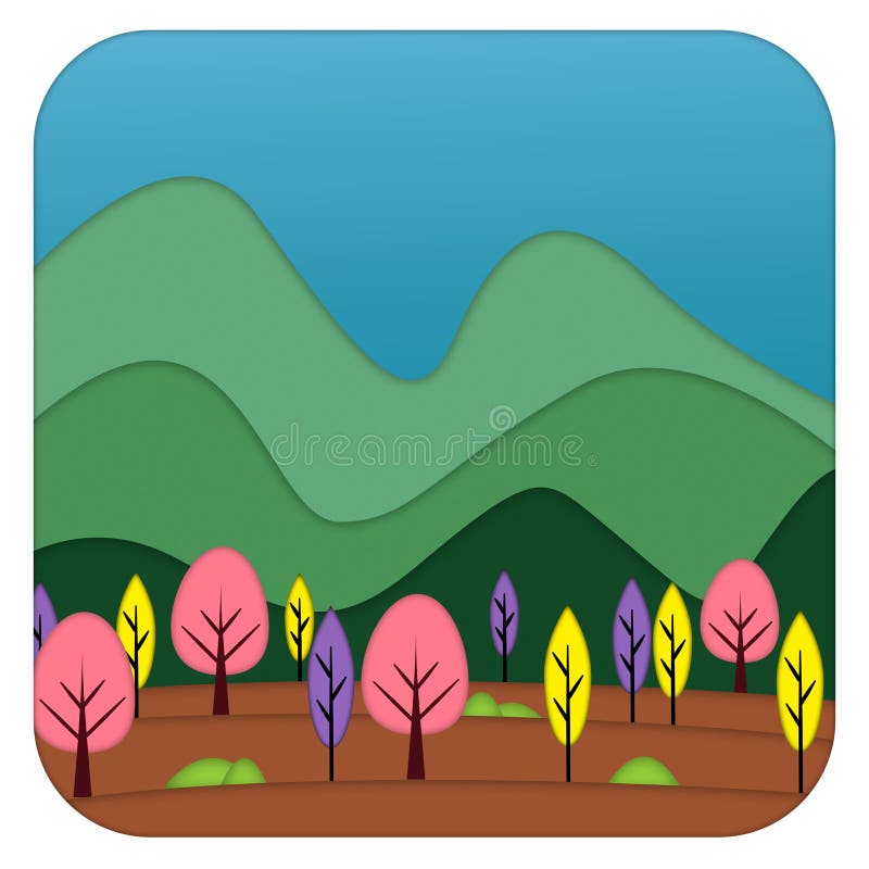 Illustration of Paper Cut Colorful Forest Ecosystem Stock Illustration ...