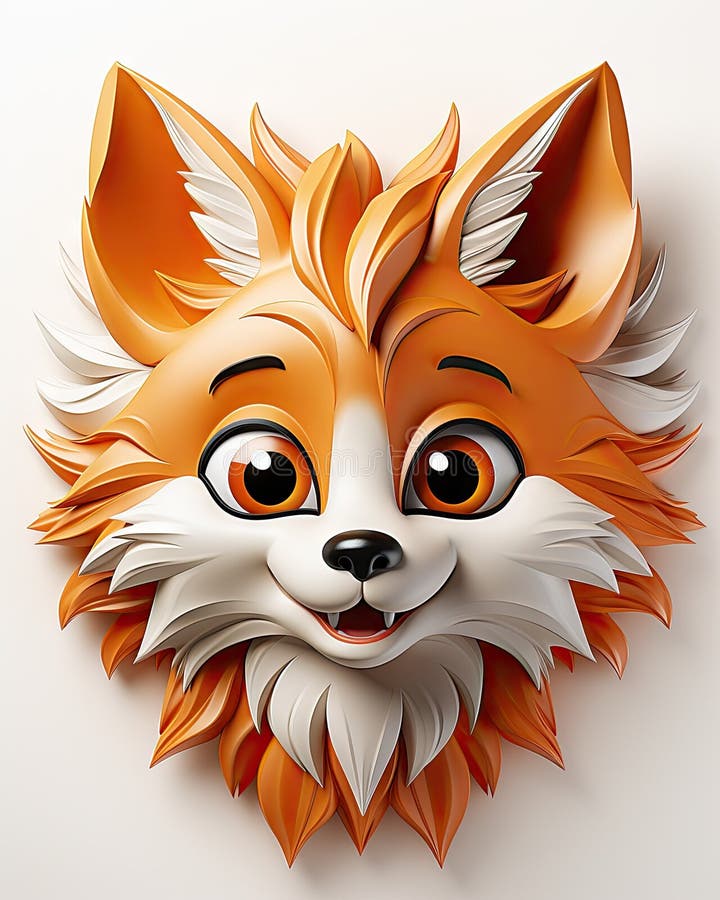 A Paper Cut of a Fox S Head with Orange Eyes. Generative Ai Stock ...