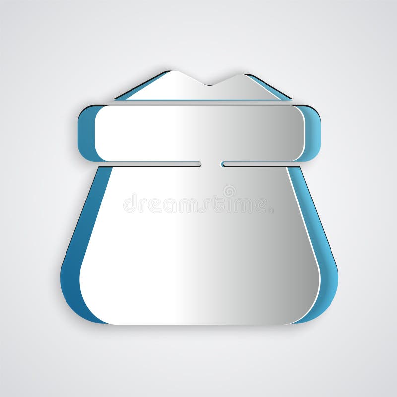Paper Cut Full Sack Icon Isolated on Grey Background. Paper Art Style ...