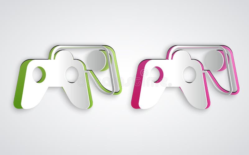 Paper Cut Game Controller or Joystick for Game Console Icon Isolated on ...