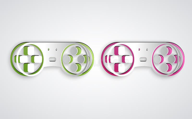 Paper Cut Game Controller or Joystick for Game Console Icon Isolated on ...