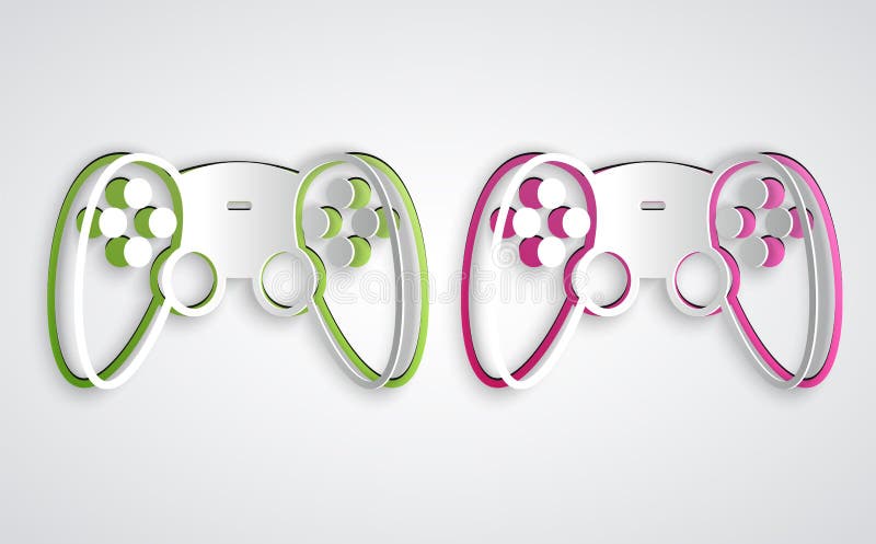 Paper Cut Game Controller or Joystick for Game Console Icon Isolated on ...