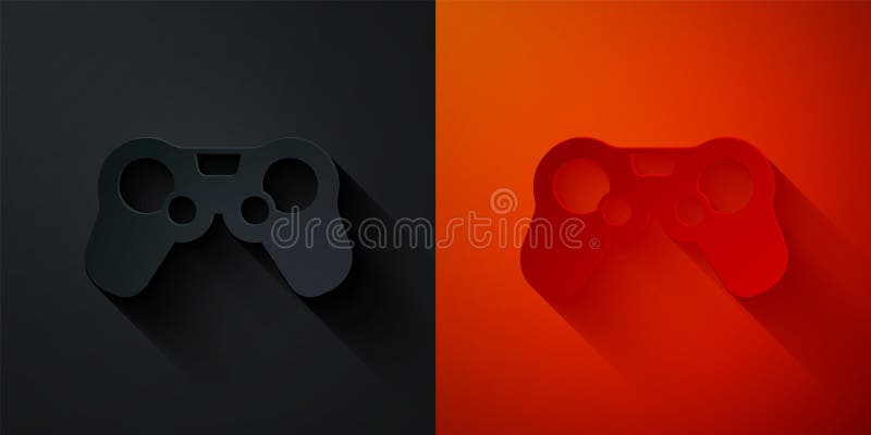 Paper Cut Gamepad Icon Isolated on Black and Red Background. Game ...
