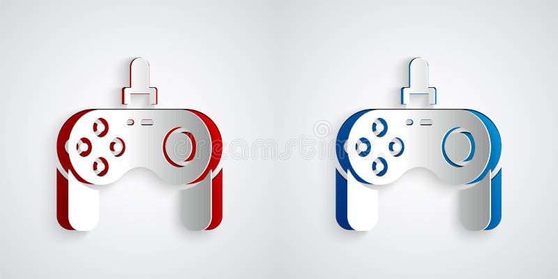 Paper Cut Gamepad Icon Isolated on Grey Background. Game Controller ...