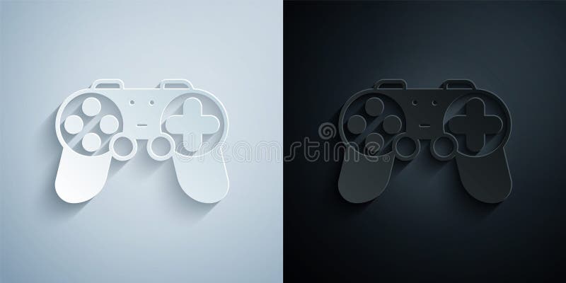 Paper Cut Gamepad Icon Isolated on Grey and Black Background. Game ...