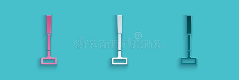 Paper Cut Golf Club Icon Isolated on Blue Background. Paper Art Style ...