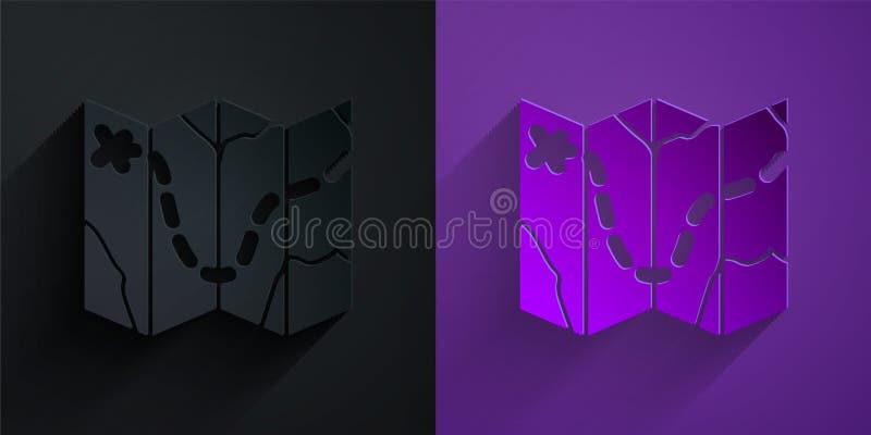 Paper Cut Golf Course Layout Icon Isolated on Black on Purple ...