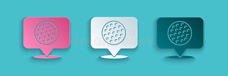 Paper Cut Golf Label Icon Isolated on Blue Background. Paper Art Style ...