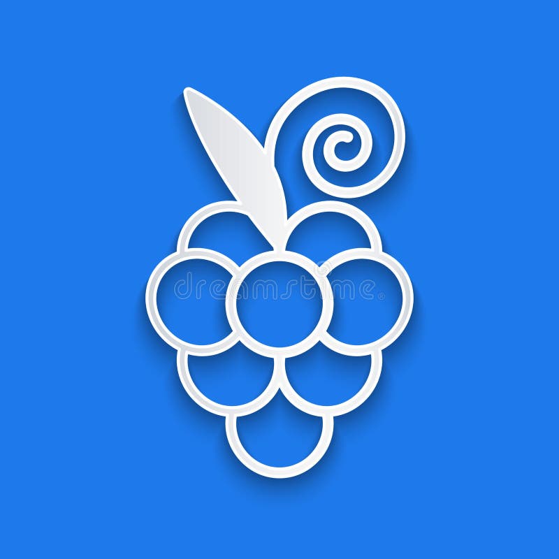 Paper Cut Grape Fruit Icon Isolated on Blue Background. Paper Art Style ...