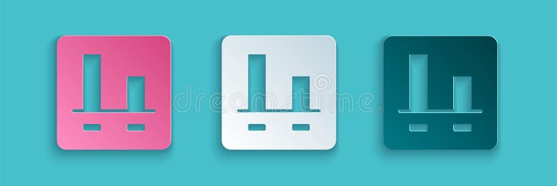 Paper Cut Graph, Chart, Diagram, Infographic Icon Isolated on Blue ...