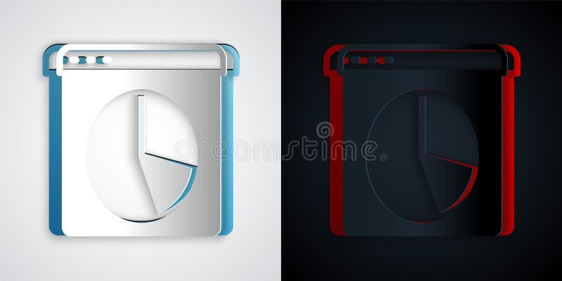 Paper Cut Graph, Chart, Diagram, Infographic Icon Isolated on Grey and ...