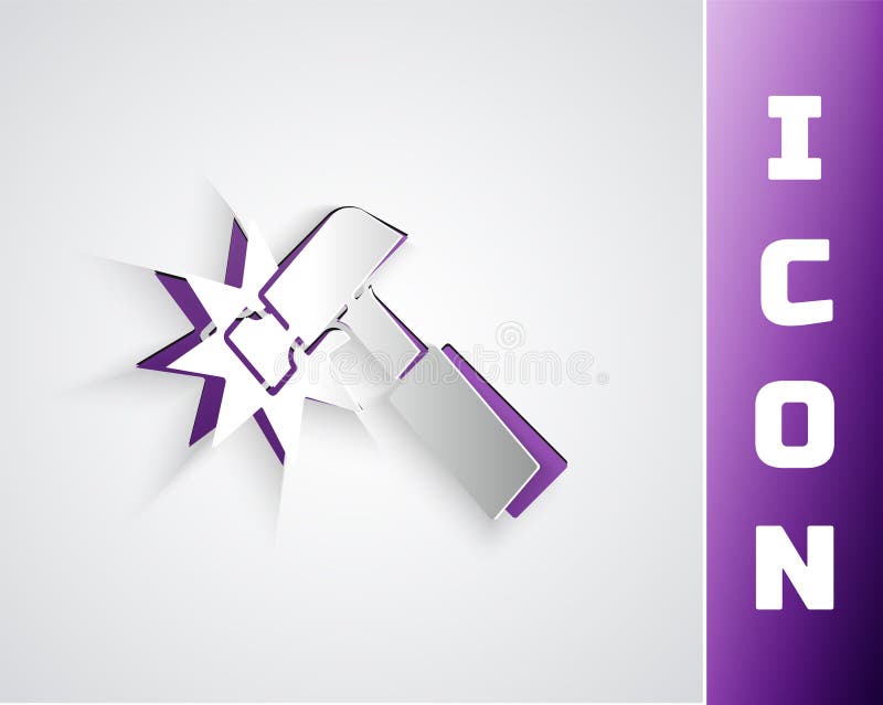 Paper Cut Hammer Icon Isolated on Grey Background. Tool for Repair ...