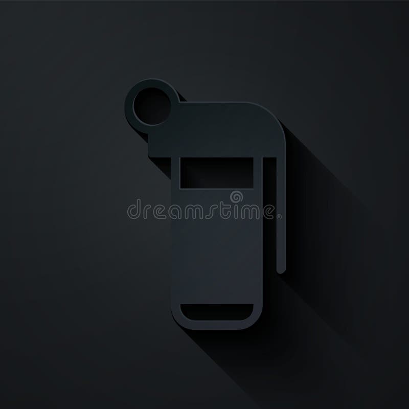 Paper Cut Hand Grenade Icon Isolated on Black Background. Bomb ...