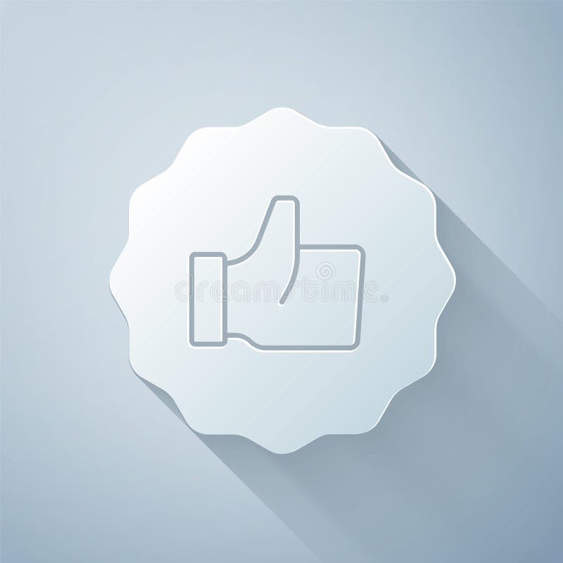 Paper Cut Hand Thumb Up Icon Isolated on Grey Background. Paper Art ...