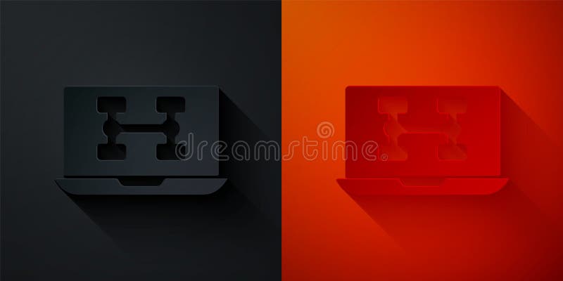 Paper Cut Hardware Diagnostics Condition of Car Icon Isolated on Black ... Paper Cut Hardware Diagnostics Condition of Car Icon Isolated on Black ...