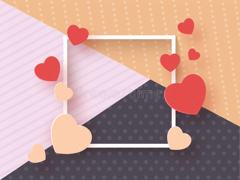 Paper Cut Hearts Decorated Empty Square Frame on Colorful Different ...
