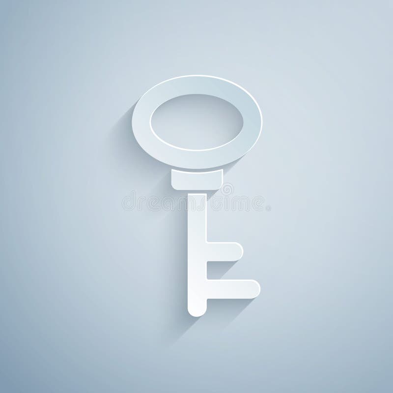 Paper Cut House Key Icon Isolated on Grey Background. Paper Art Style ...