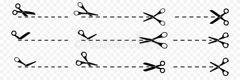 Paper Cut Icon with Dotted Line. Vector Scissors Cut Lines. Vector Set ...