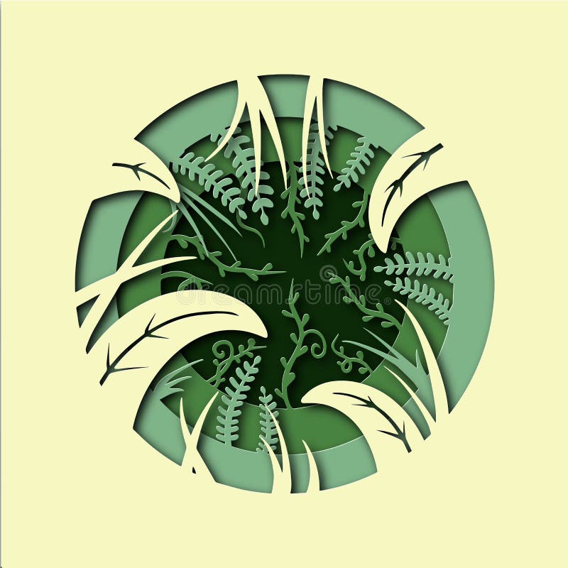 Paper Cut Illustration Grass in the Meadow Stock Vector - Illustration ...