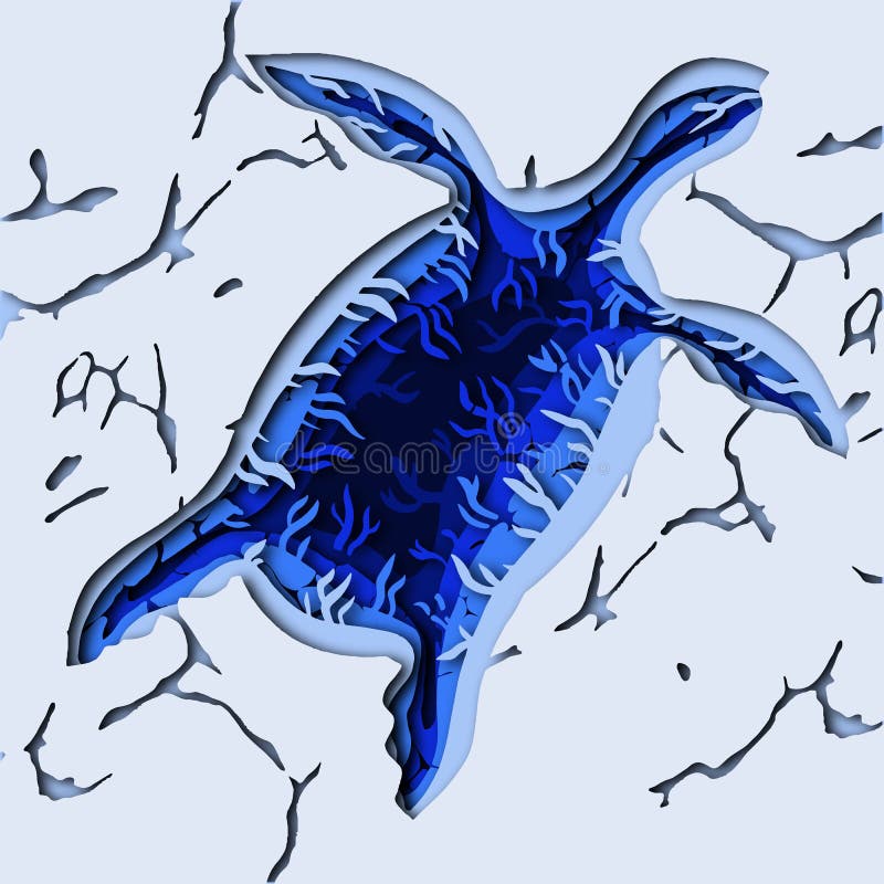 Paper Cut Illustration Turtle - Turtle Protection Day Stock Vector ...