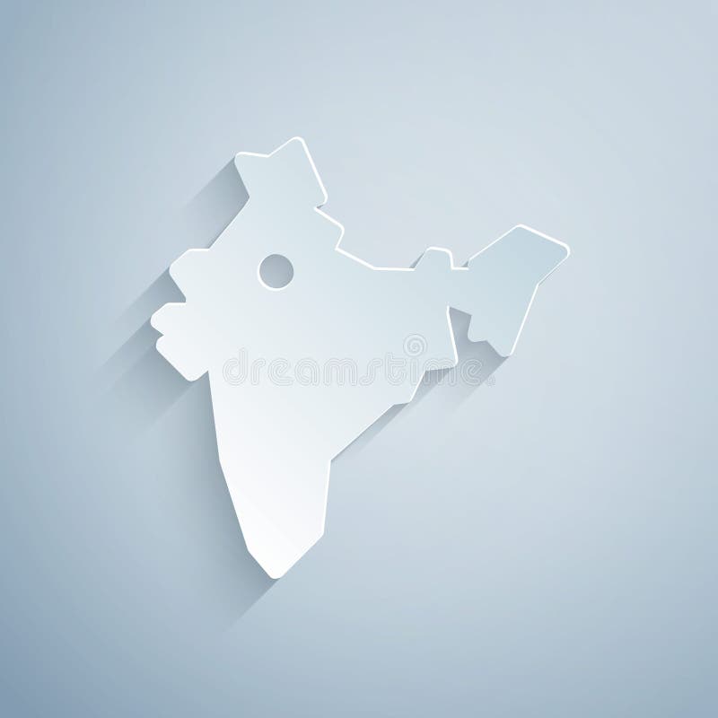 Paper Cut India Map Icon Isolated on Grey Background. Paper Art Style ...