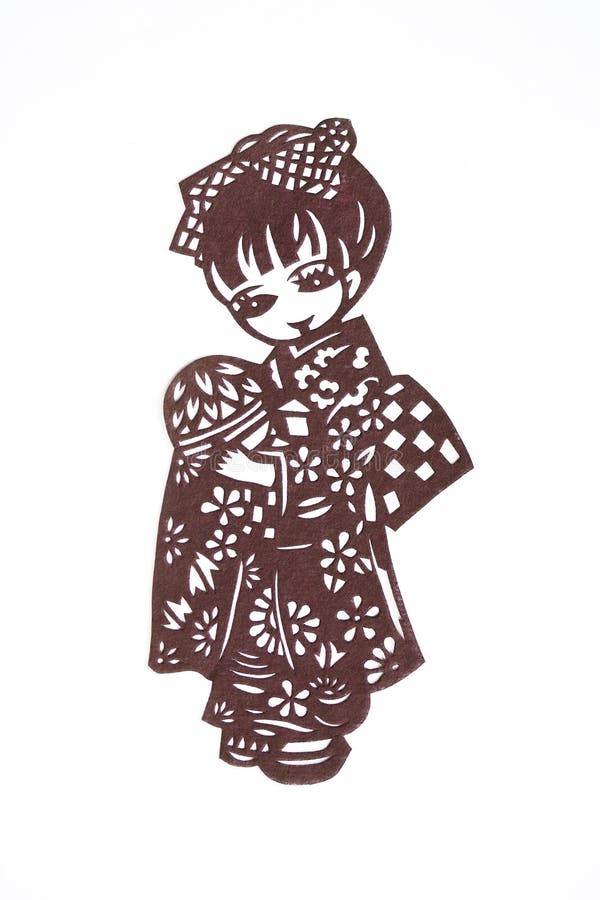 Paper-cut of a Japanese Girl Stock Illustration - Illustration of ...