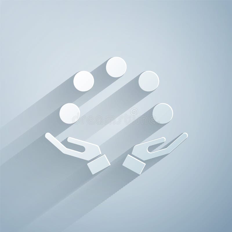 Paper Cut Juggling Ball Icon Isolated on Grey Background. Paper Art ...