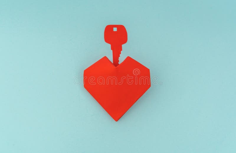 Paper Cut of Key for Heart As a Symbol of Love . Stock Photo - Image of ...