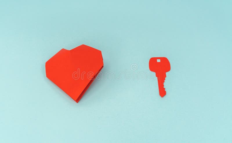 Paper Cut of Key for Heart As a Symbol of Love . Stock Photo - Image of ...