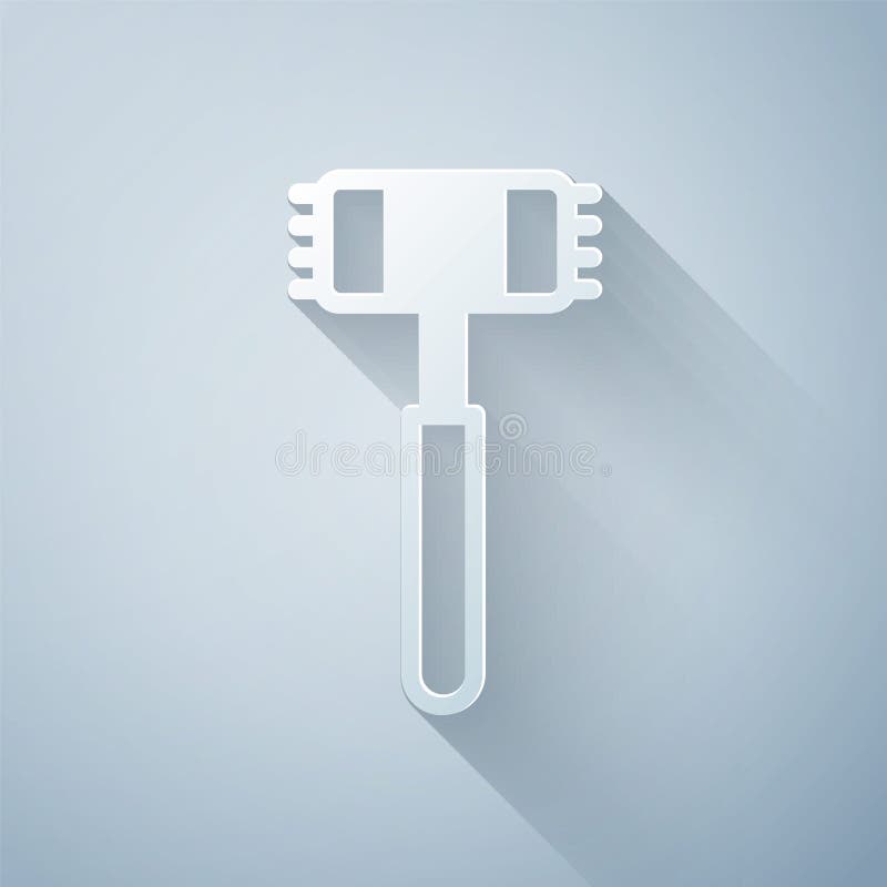 Paper Cut Kitchen Hammer Icon Isolated on Grey Background. Meat Hammer ...
