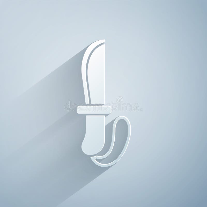 Paper Cut Knife Icon Isolated on Grey Background. Army Knife. Paper Art ...
