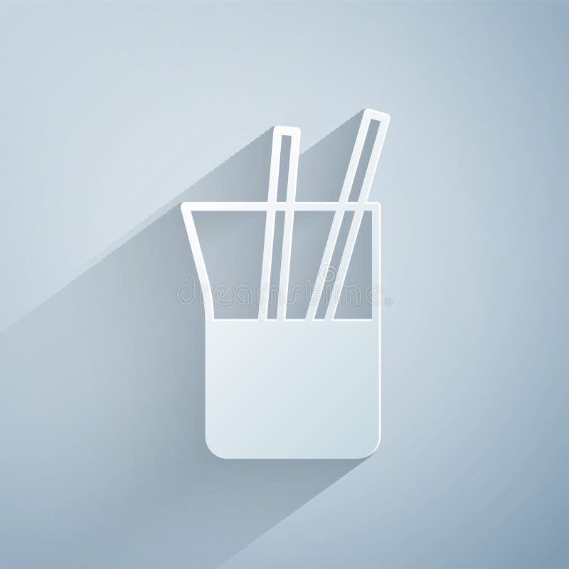 Paper Cut Laboratory Glassware or Beaker Icon Isolated on Grey ...