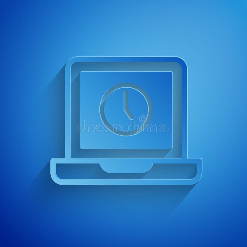Laptop with Time Clock and Magnifying Glass Stock Illustration ...